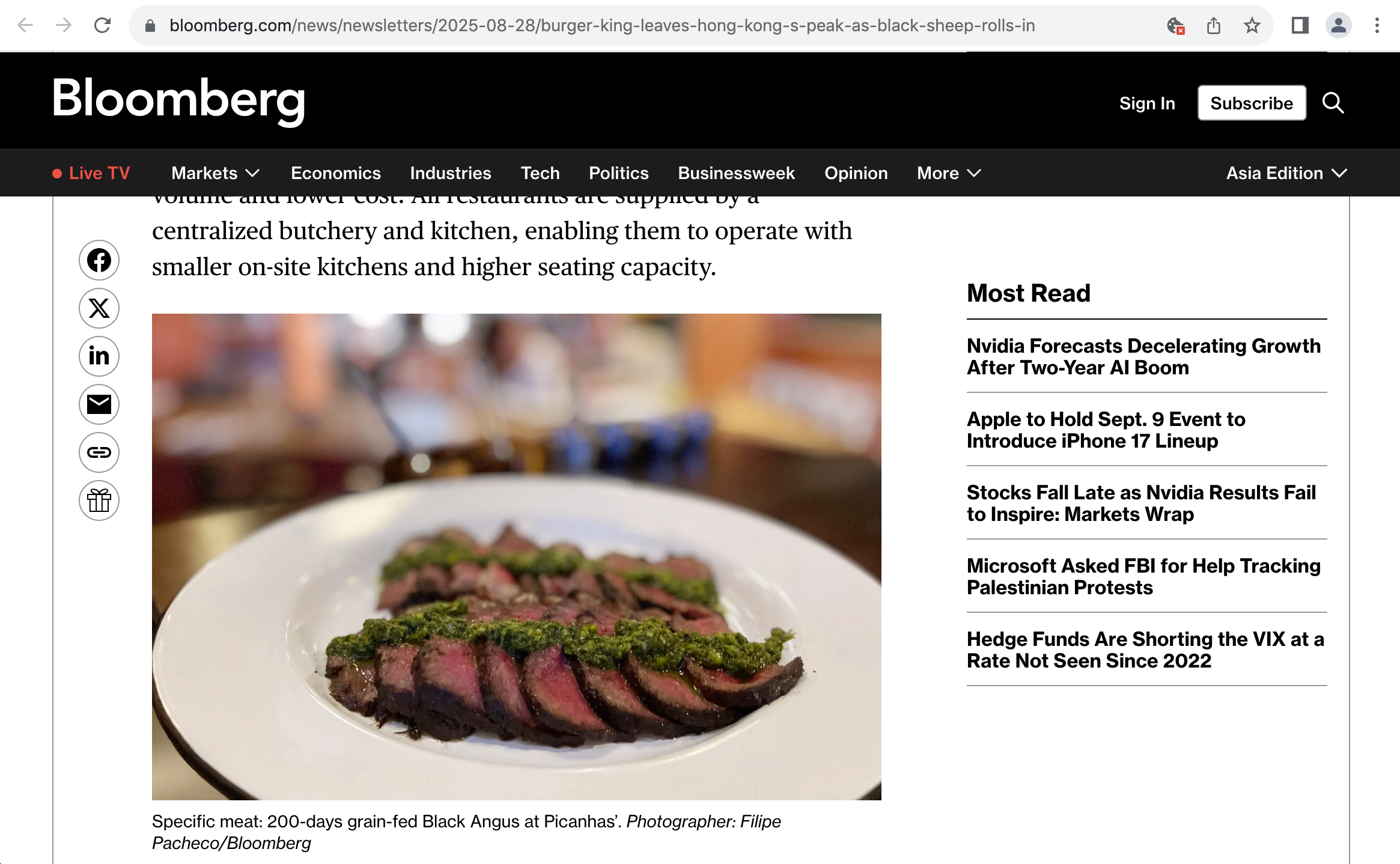 27th Aug 2025 - Bloomberg "Burger King Leaves Hong Kong’s Peak as Blac ...
